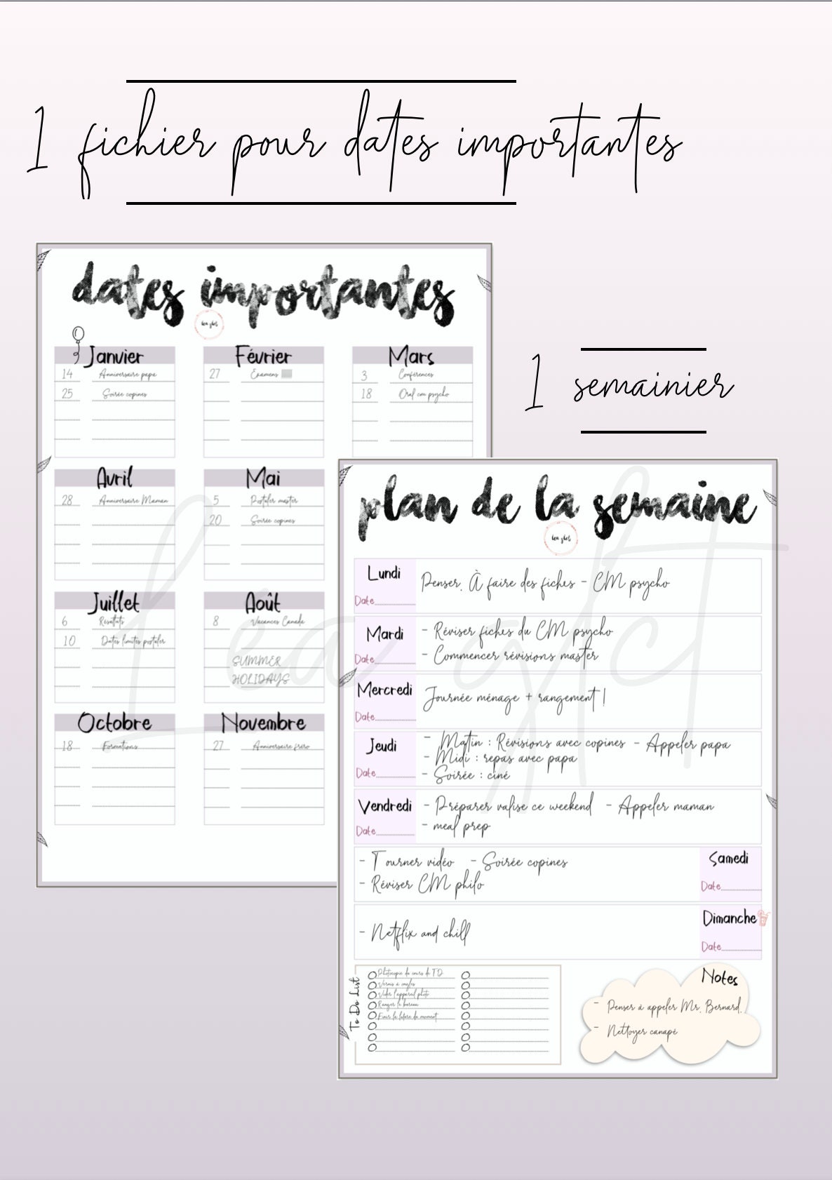 Planificateur pour étudiant, PDF à imprimer, non daté. Format A4, en ...