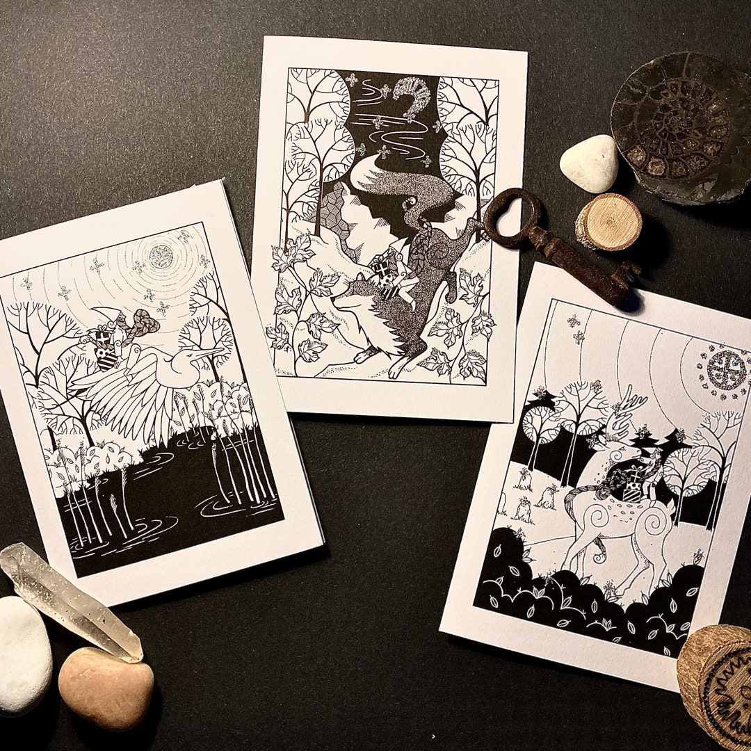 Set of 3 Seasonal / Yule Cards - “tomten’s Winter Journey” - Etsy UK