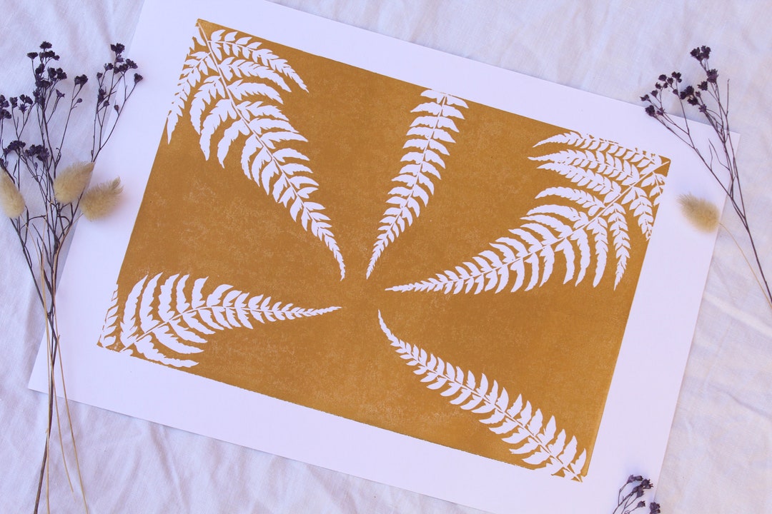 Linocut Fern Format A4 Poster Nature Engraving Wall - Etsy Australia