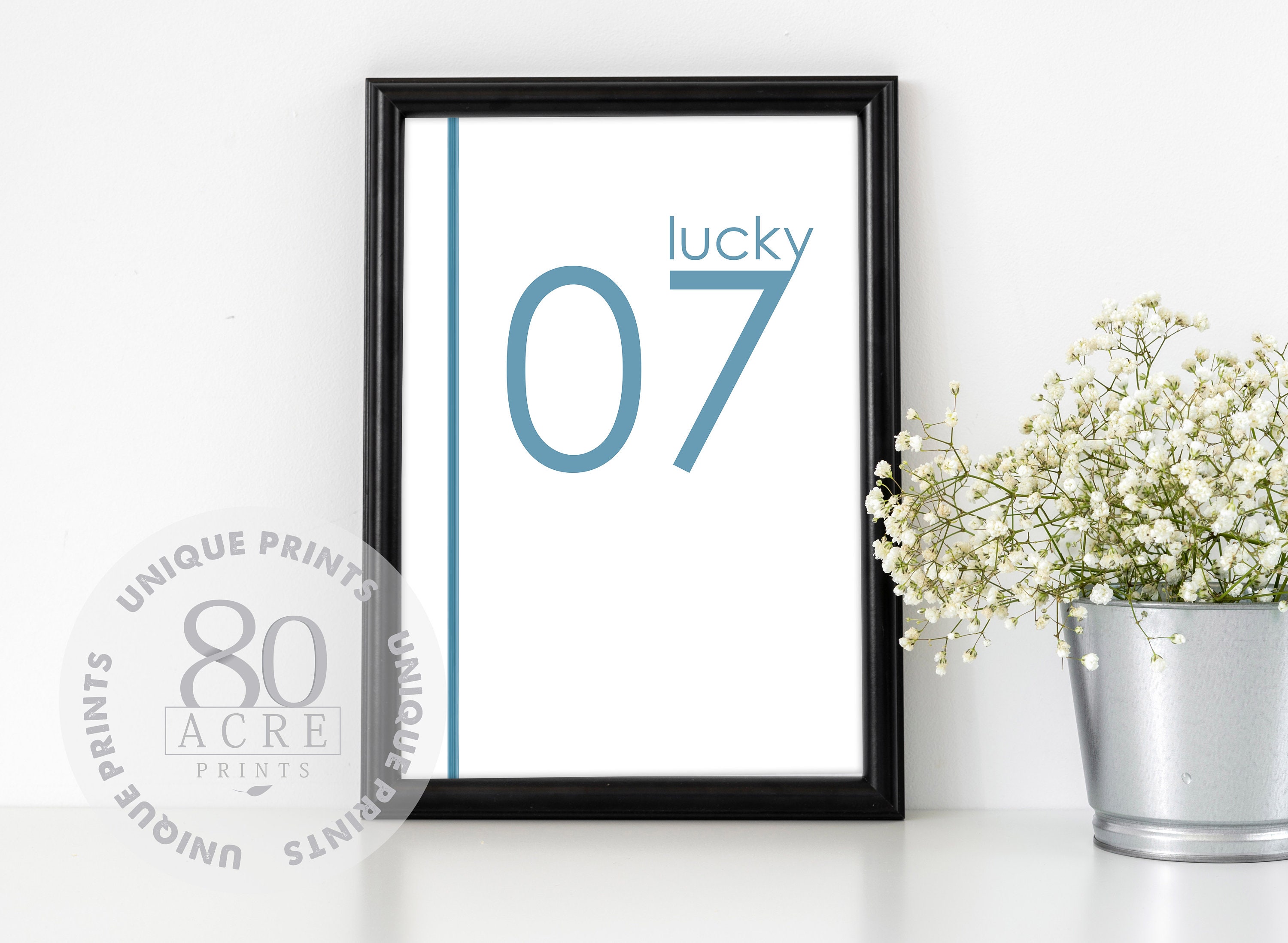 Lucky 7 Print, Printable Wall Art, Motivational Quote Print, Printable ...