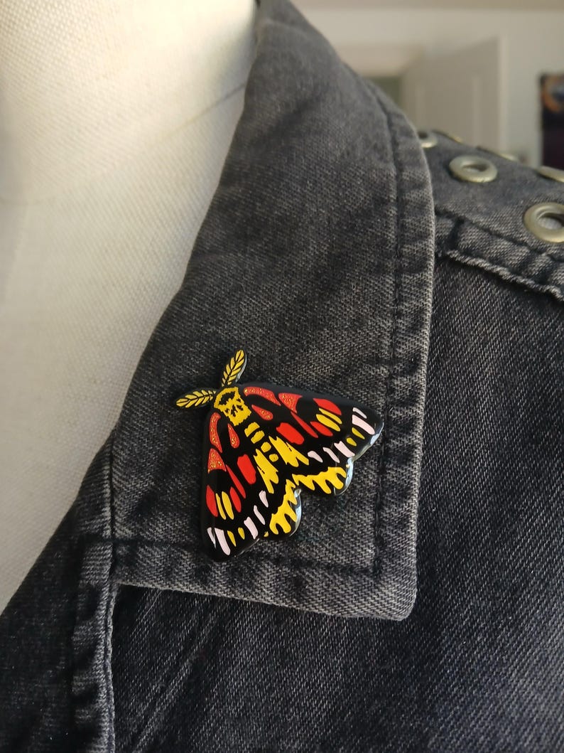 Moth Enamel Pin - Western Sheep Moth - Etsy