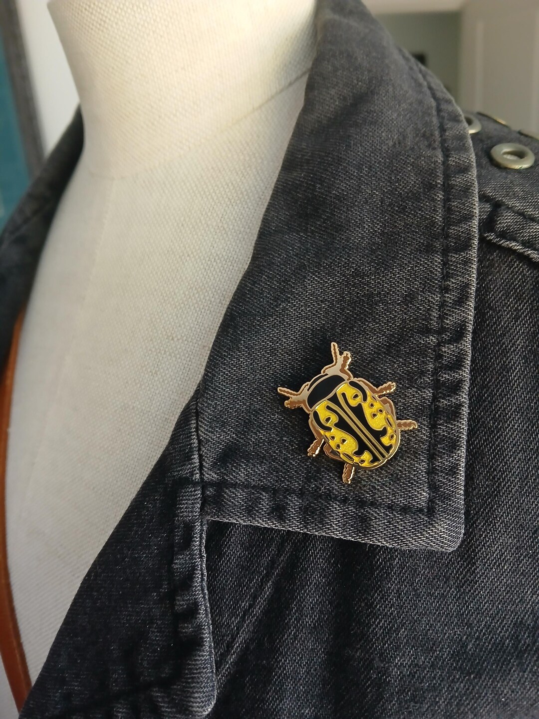 Beetle Hard Enamel Pin - Calligrapha Beetle - Etsy