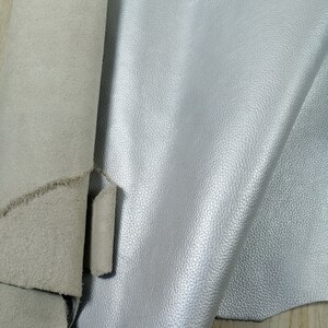 Textured SILVER Shiny Leather Sheets /pearled Silver Leather Pre-cut ...