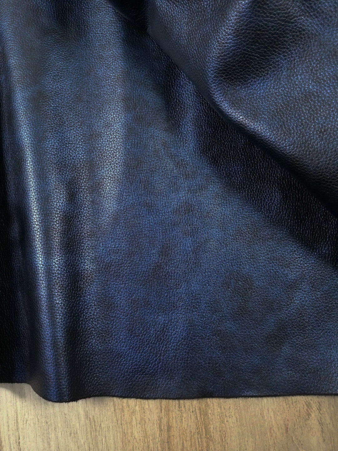 BLUE Shiny Leather Sheets /pearlescent Two Tones Blue Leather Pre-cut ...