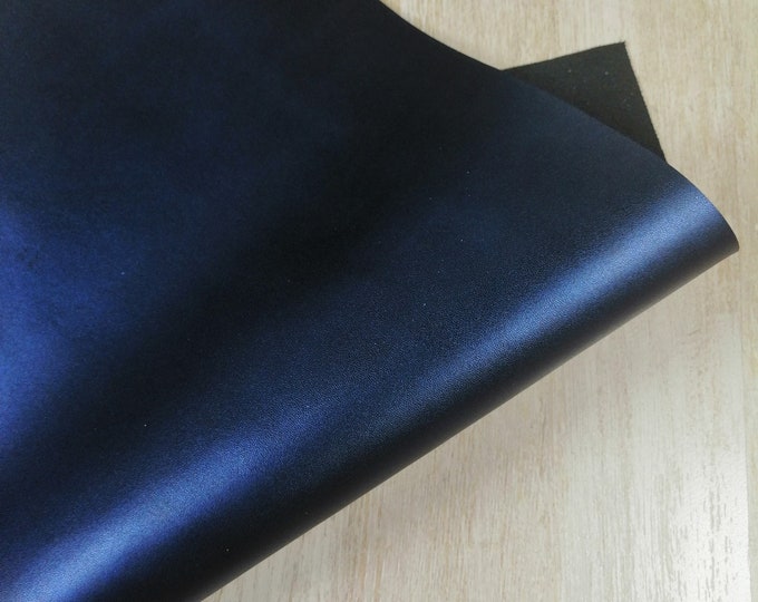 METALLIC BLUE Leather Sheet Metallic Look Genuine Leather Leather ...