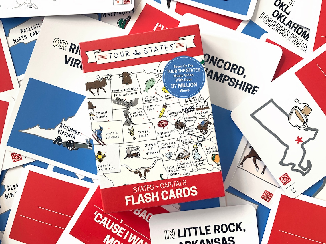 Tour the States Flash Cards - State and State Capital Flash Cards - Etsy