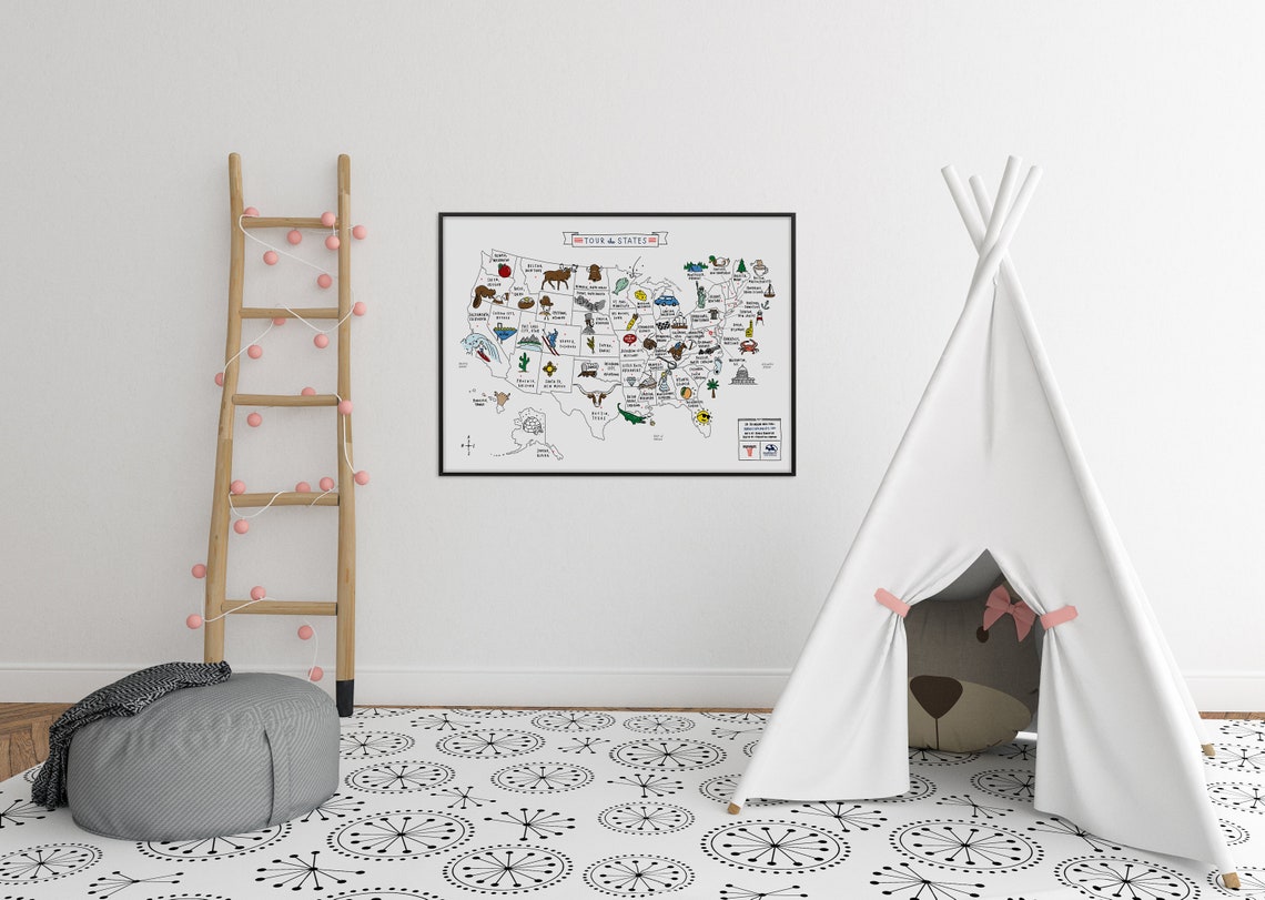 Tour the States Poster - USA Map - Etsy