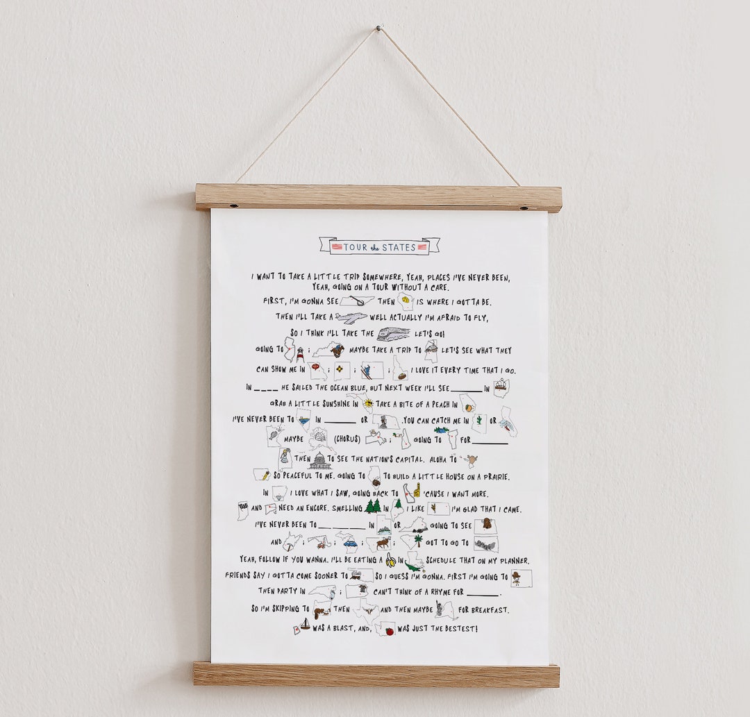 Tour the States - Lyric Poster - Etsy