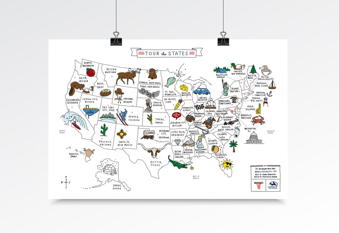 Tour the States Poster - USA Map - Etsy