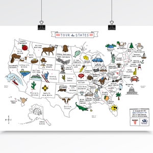 Tour the States Poster - USA Map - Etsy