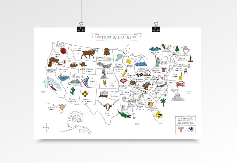 Tour the States Poster - USA Map - Etsy