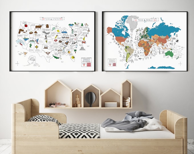 Tour the World Poster - World Map - Etsy Canada