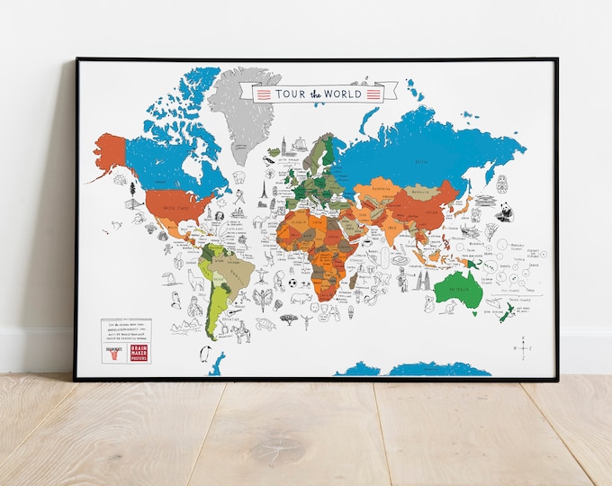 Tour the World Poster - World Map - Etsy