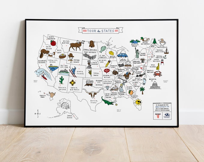 Tour the States Poster USA Map - Etsy