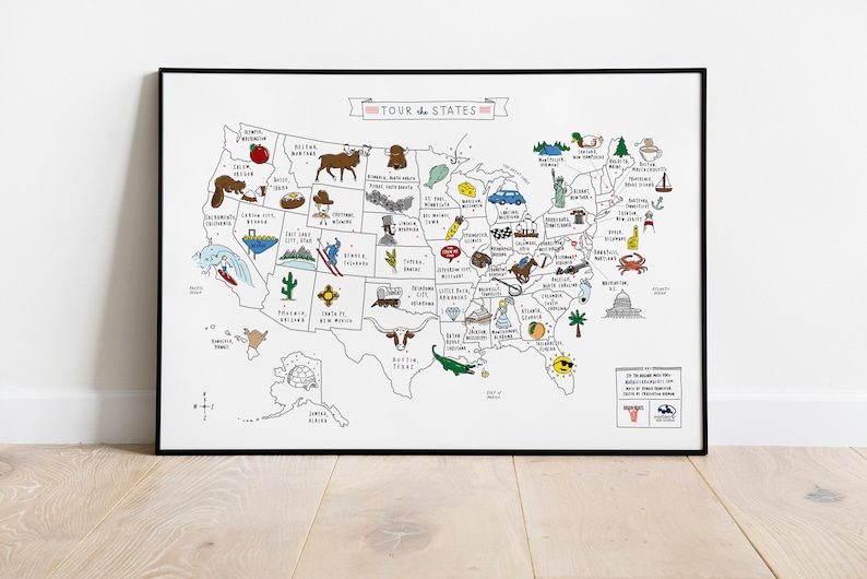 Tour the States Poster USA Map - Etsy Singapore