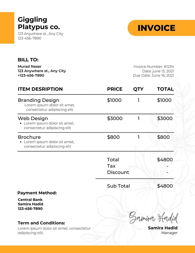 Small Business Invoice Template Printable Customizable - Etsy