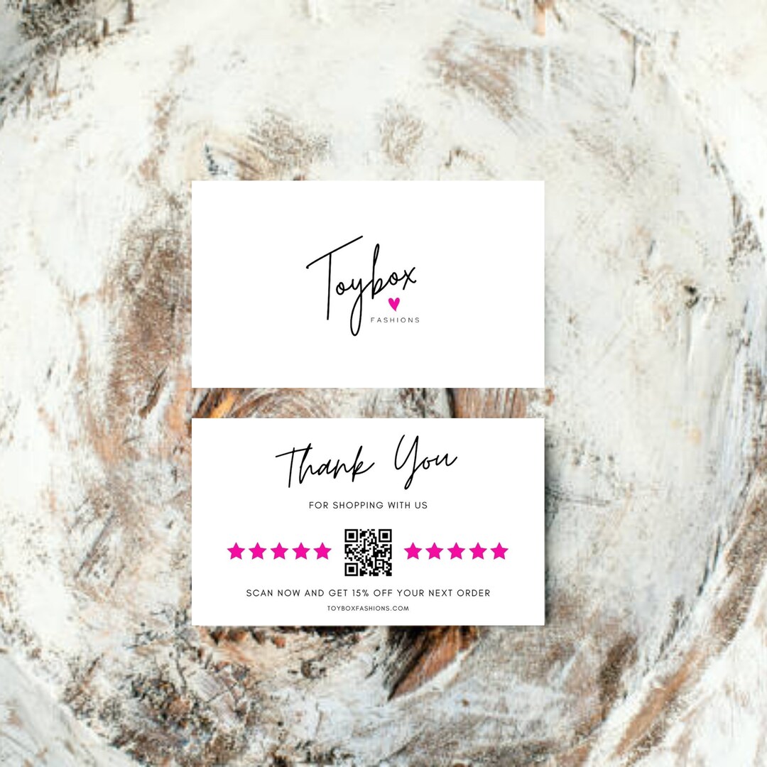 Scan to Review Customizable Information Thank You Card Editable Small ...