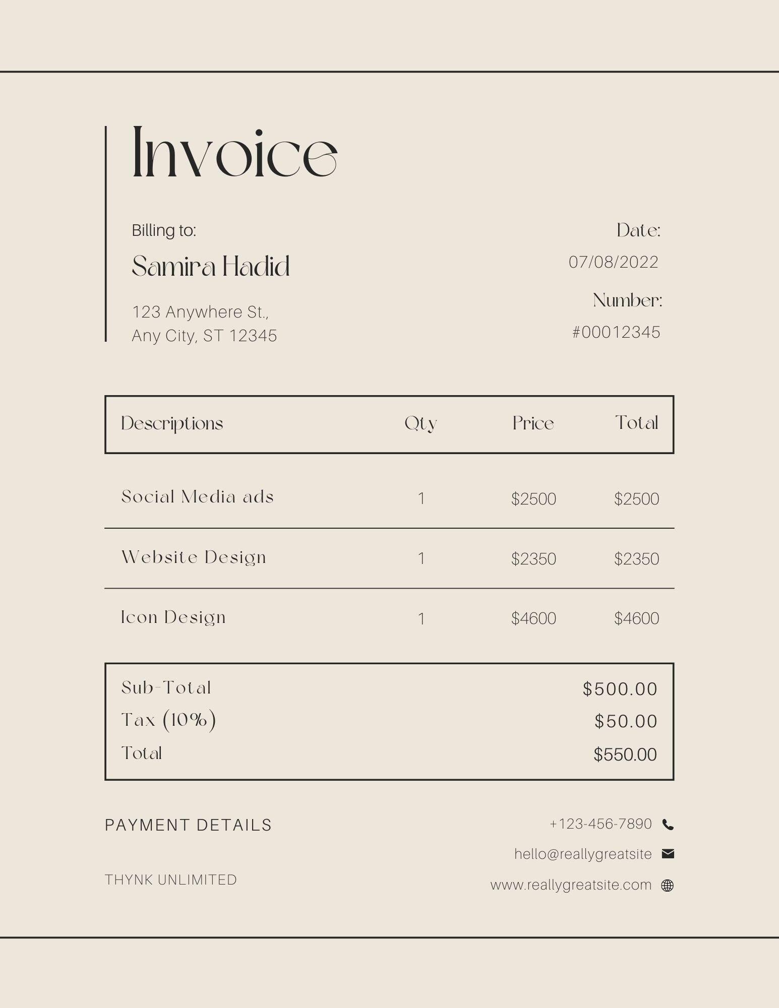 Small Business Invoice Template Printable Customizable - Etsy
