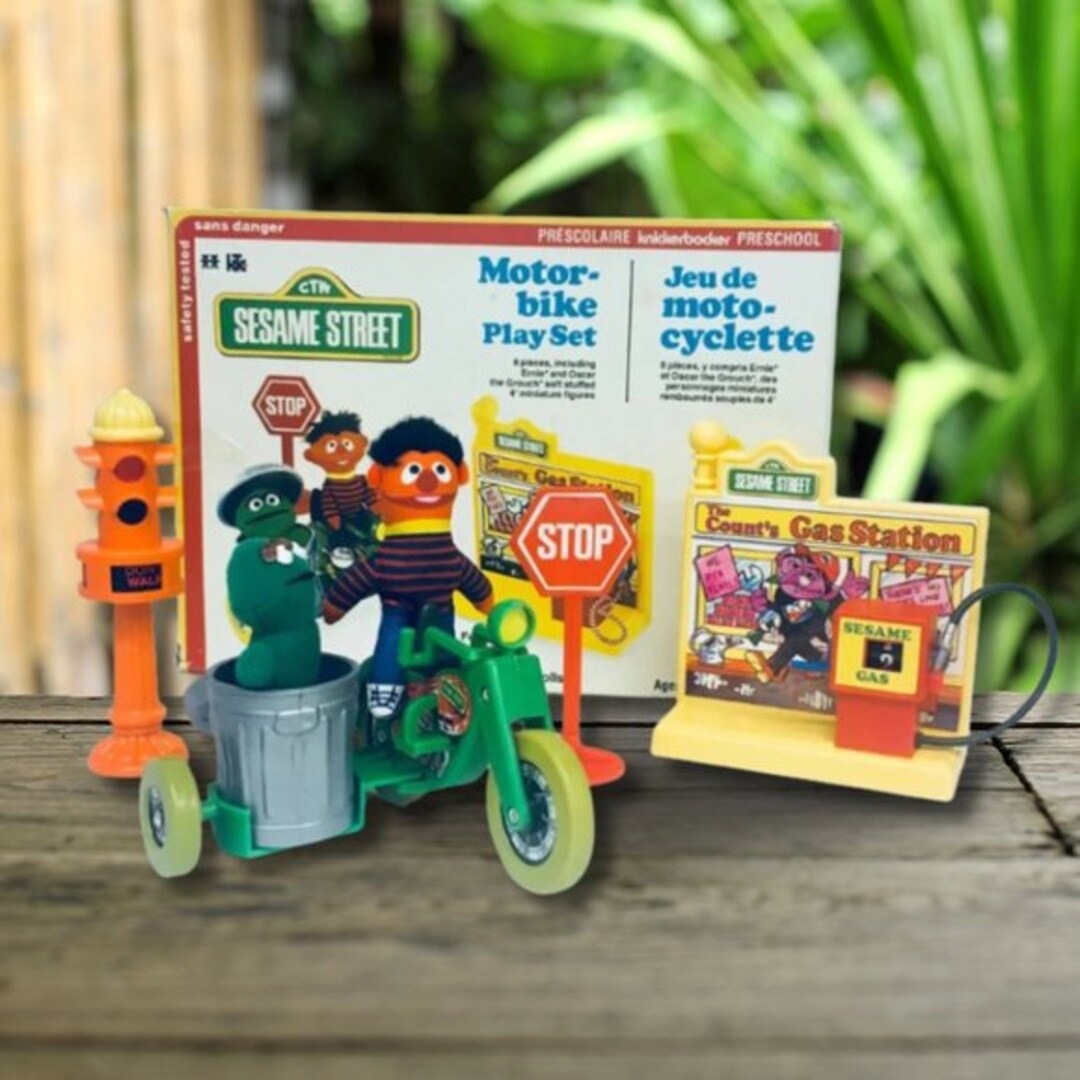 Vintage Sesame Street Motorbike Play Set - Etsy