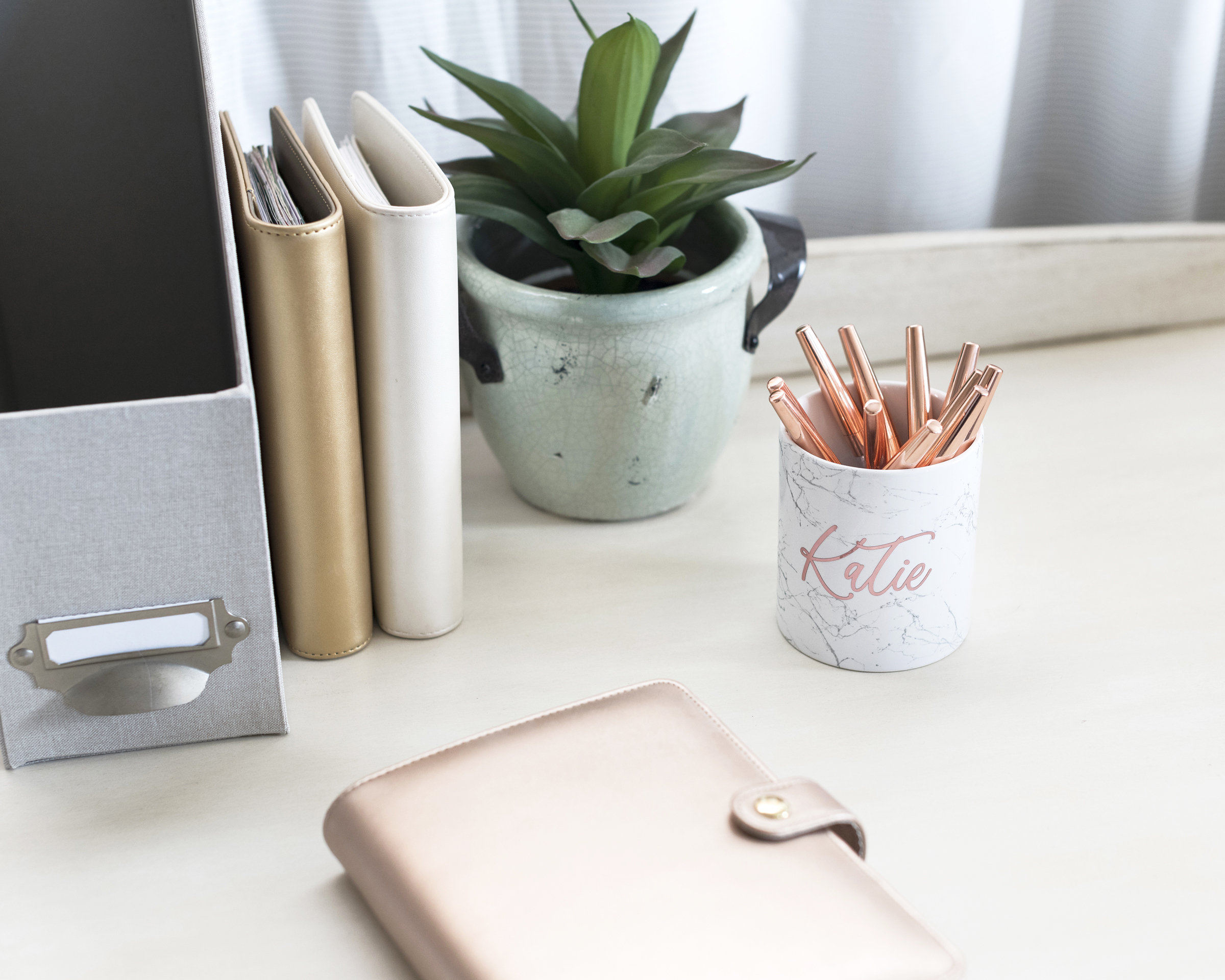 Rose Gold Pen Pot Personalized Desk Accessories Personalized - Etsy