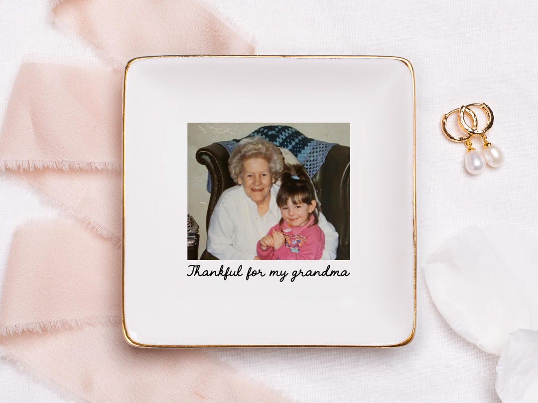 Birthday Gift for Grandma: Personalized Photo Trinket Dish, Thank You ...