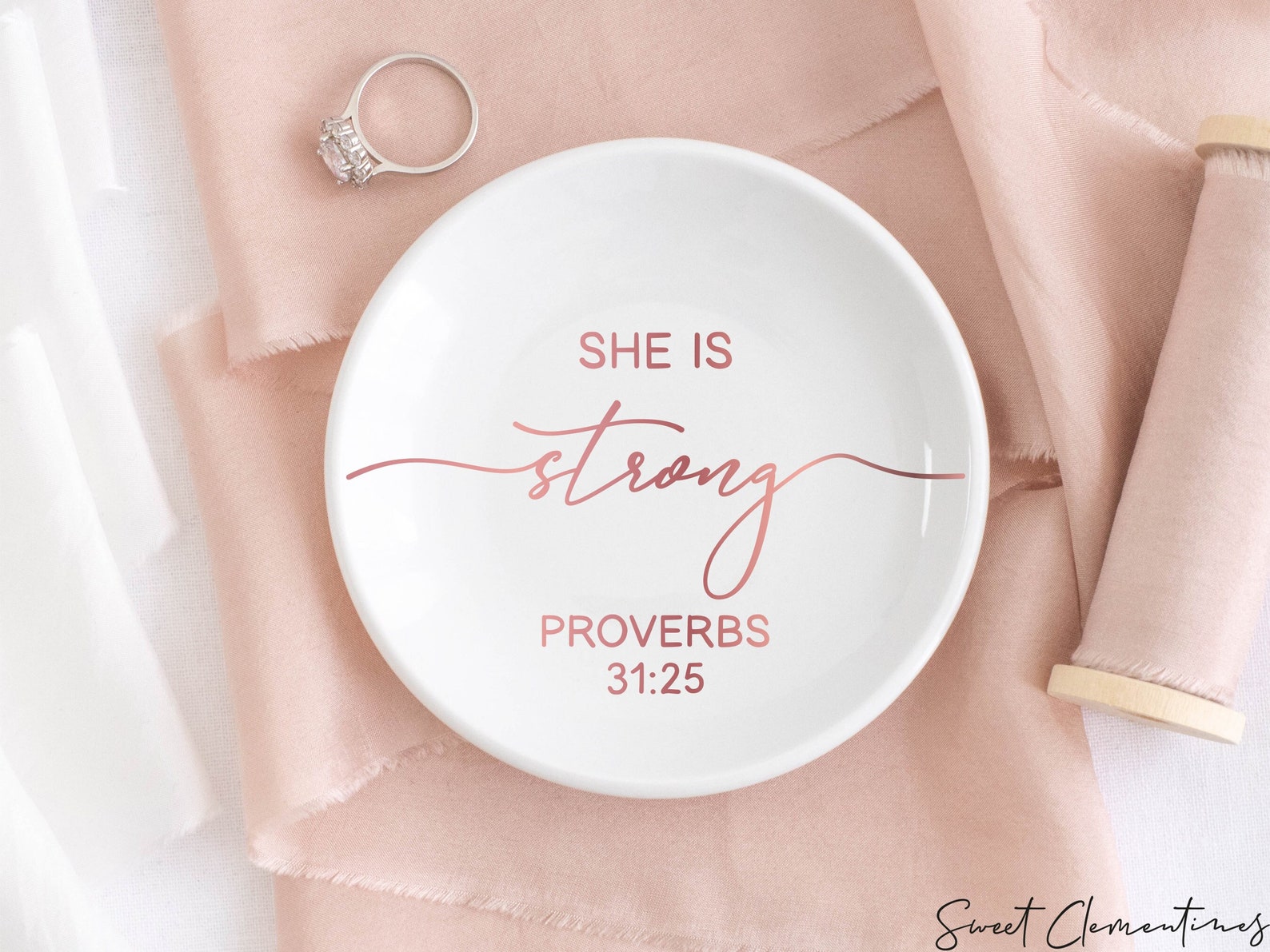 Christian Jewelry Dish, Gift for Sister, Bible Verse Gift, She is ...