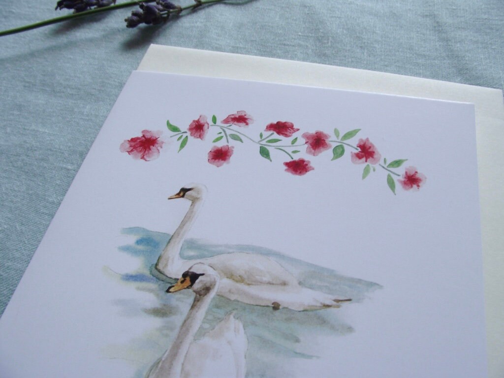 Swan Greetings Card Design 2 - Etsy
