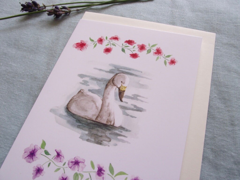 Swan Greetings Card Design (1) - Etsy