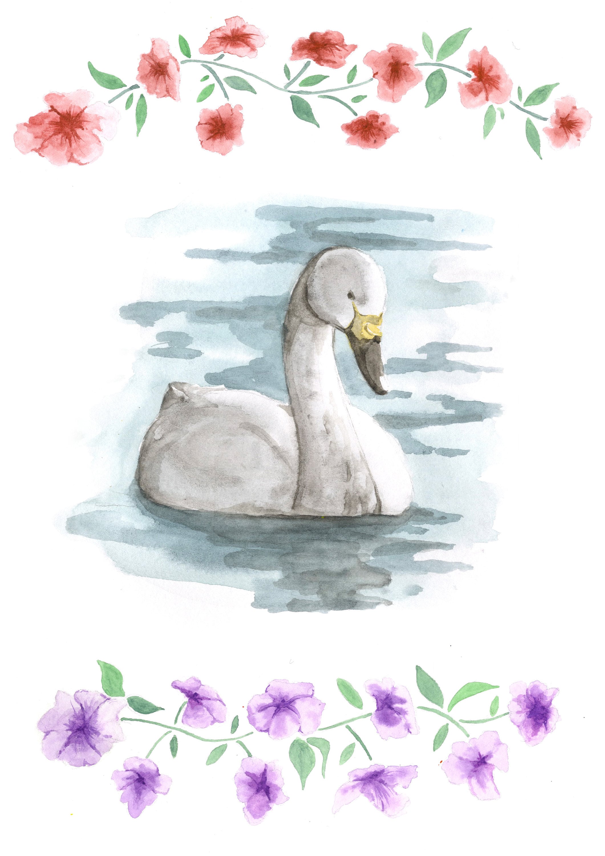 Swan Greetings Card Design (1) - Etsy
