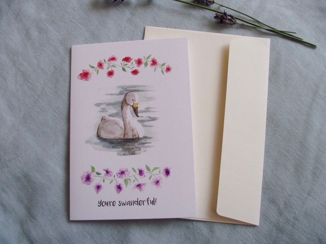 Swan Greetings Card Design (1) - Etsy
