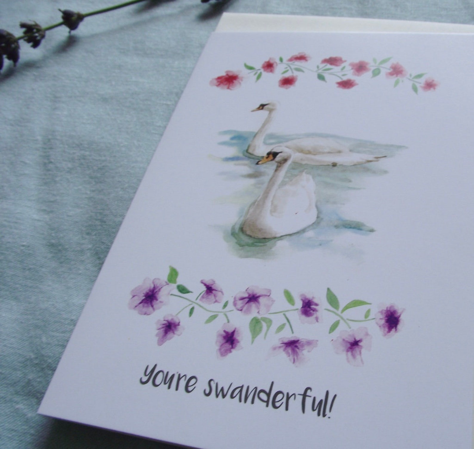 Swan Greetings Card Design 2 - Etsy