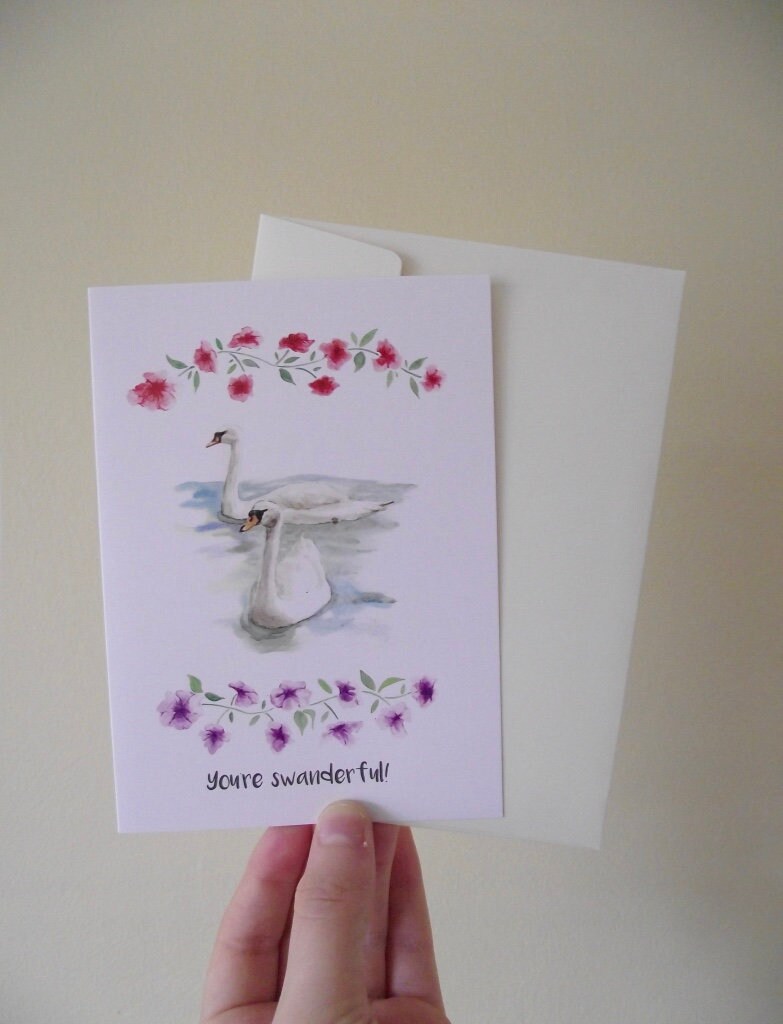 Swan Greetings Card Design 2 - Etsy