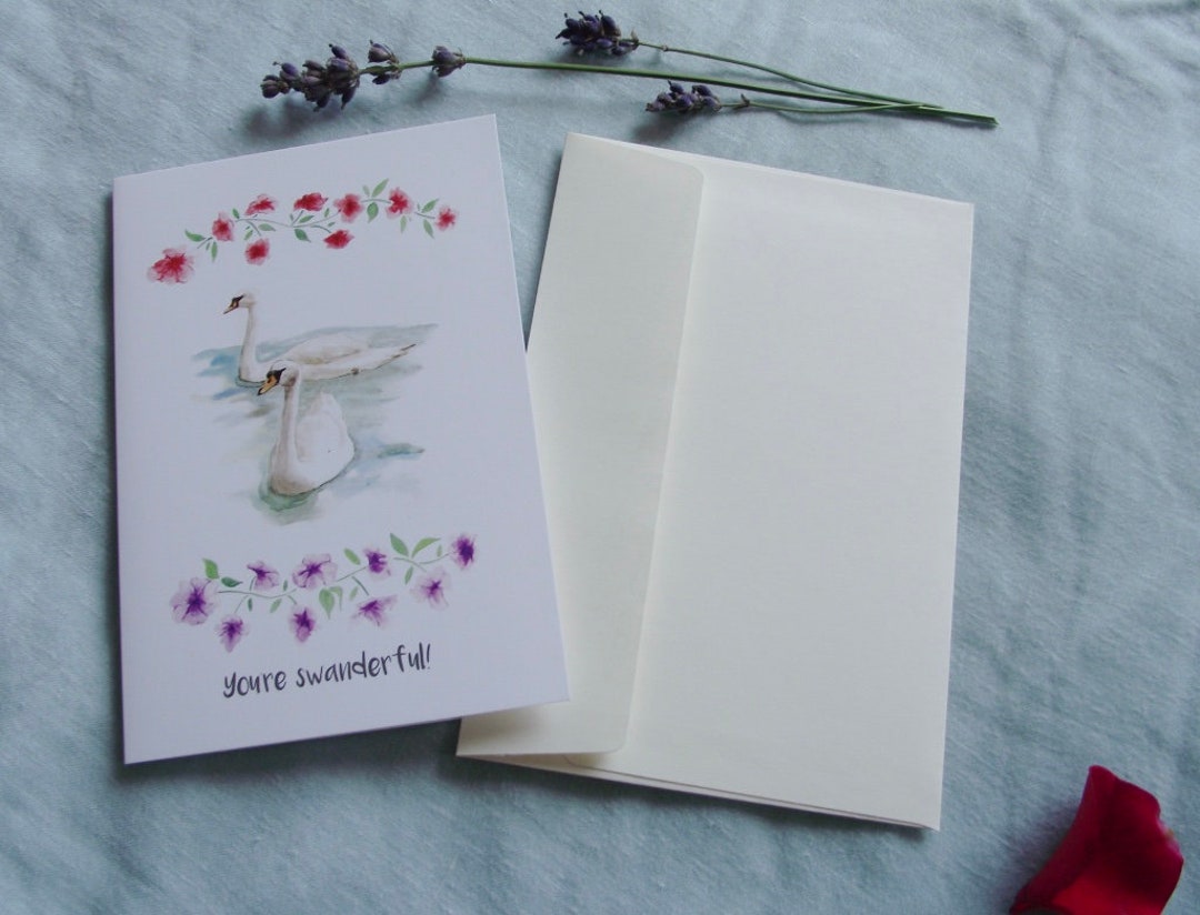 Swan Greetings Card Design (2) - Etsy