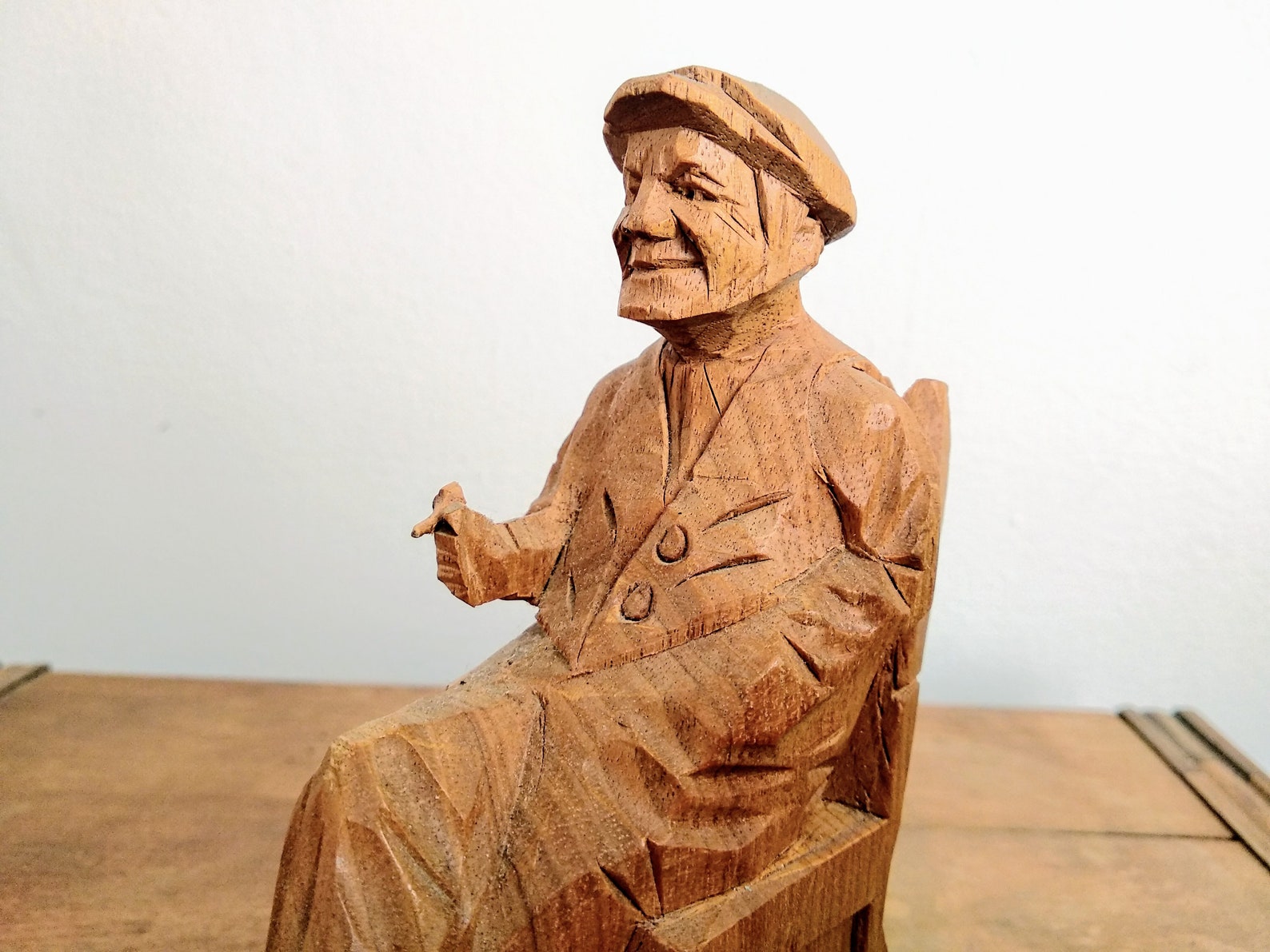 FOLK ART Vintage Wood Carving of Old Man | Etsy