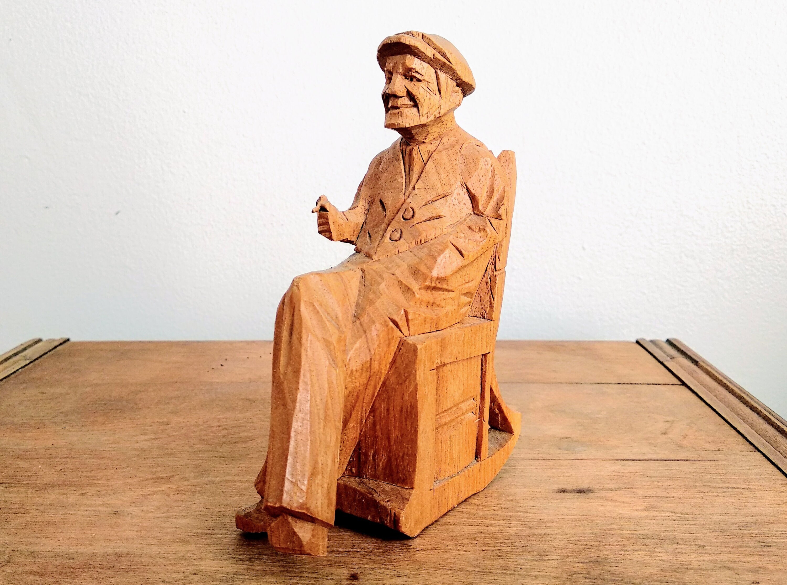 FOLK ART Vintage Wood Carving of Old Man | Etsy