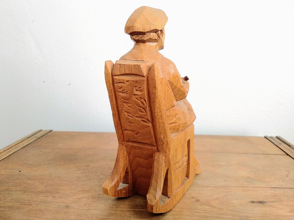 FOLK ART Vintage Wood Carving of Old Man | Etsy