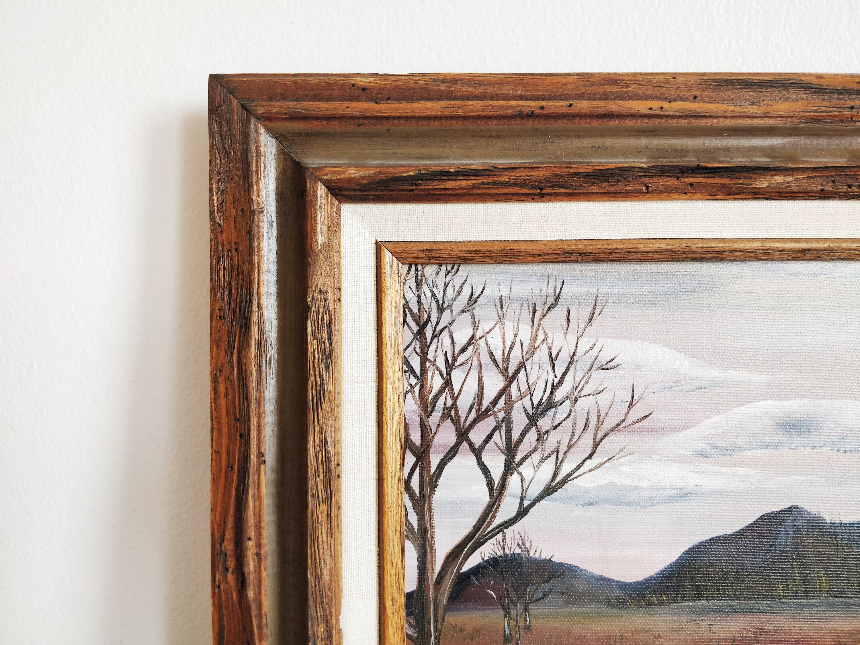 FOLK ART | Vintage Rustic Landscape Painting - Etsy
