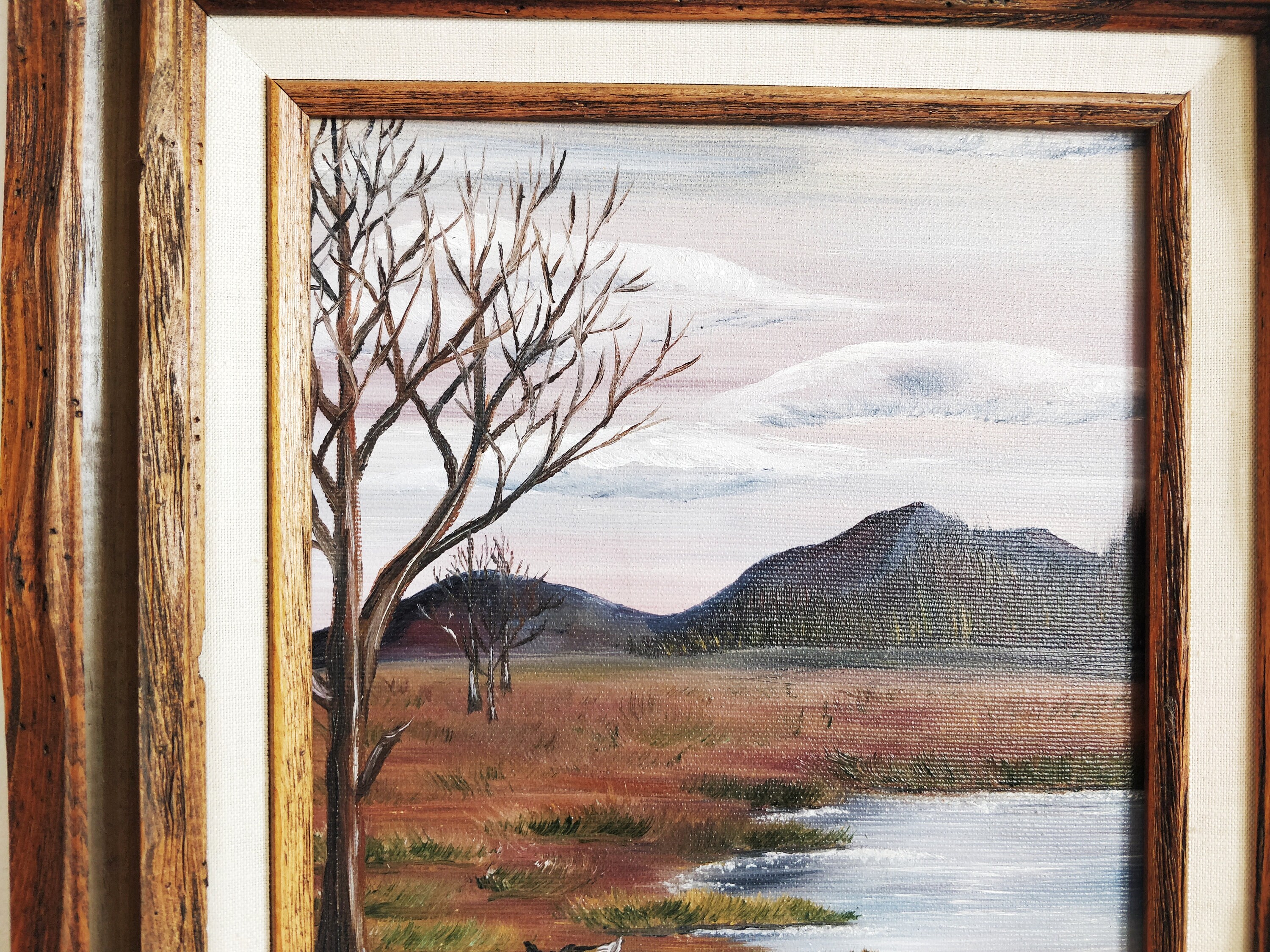 FOLK ART | Vintage Rustic Landscape Painting - Etsy