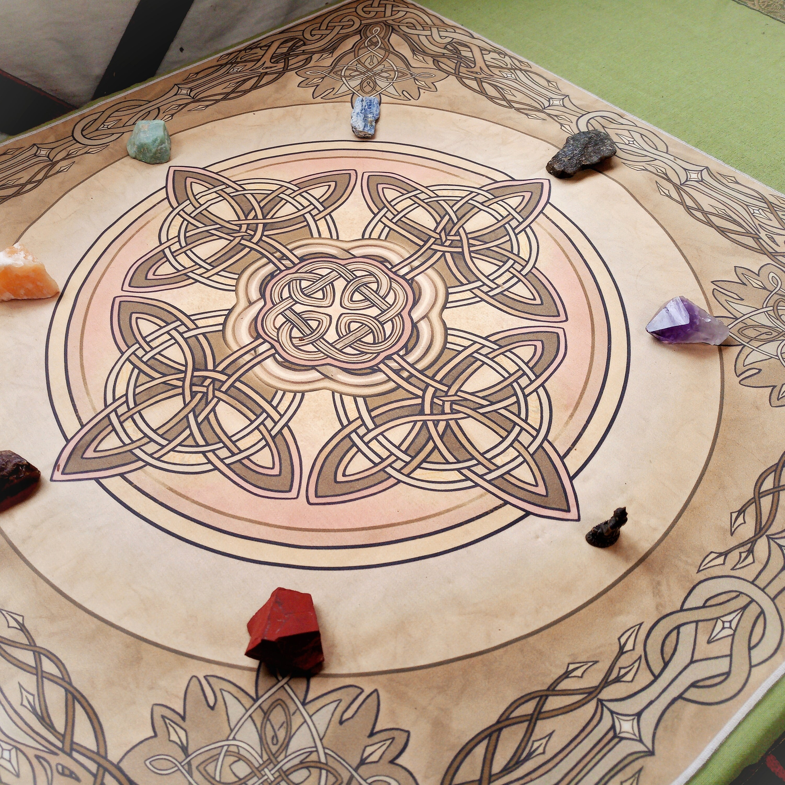 Celtic Elven Altar Cloth, Golden, Pink, Ecofriendly, Organic Cotton ...