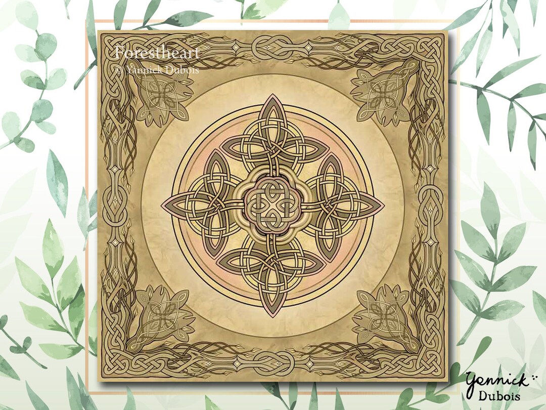 Celtic Elven Altar Cloth, Golden, Pink, Ecofriendly, Organic Cotton ...