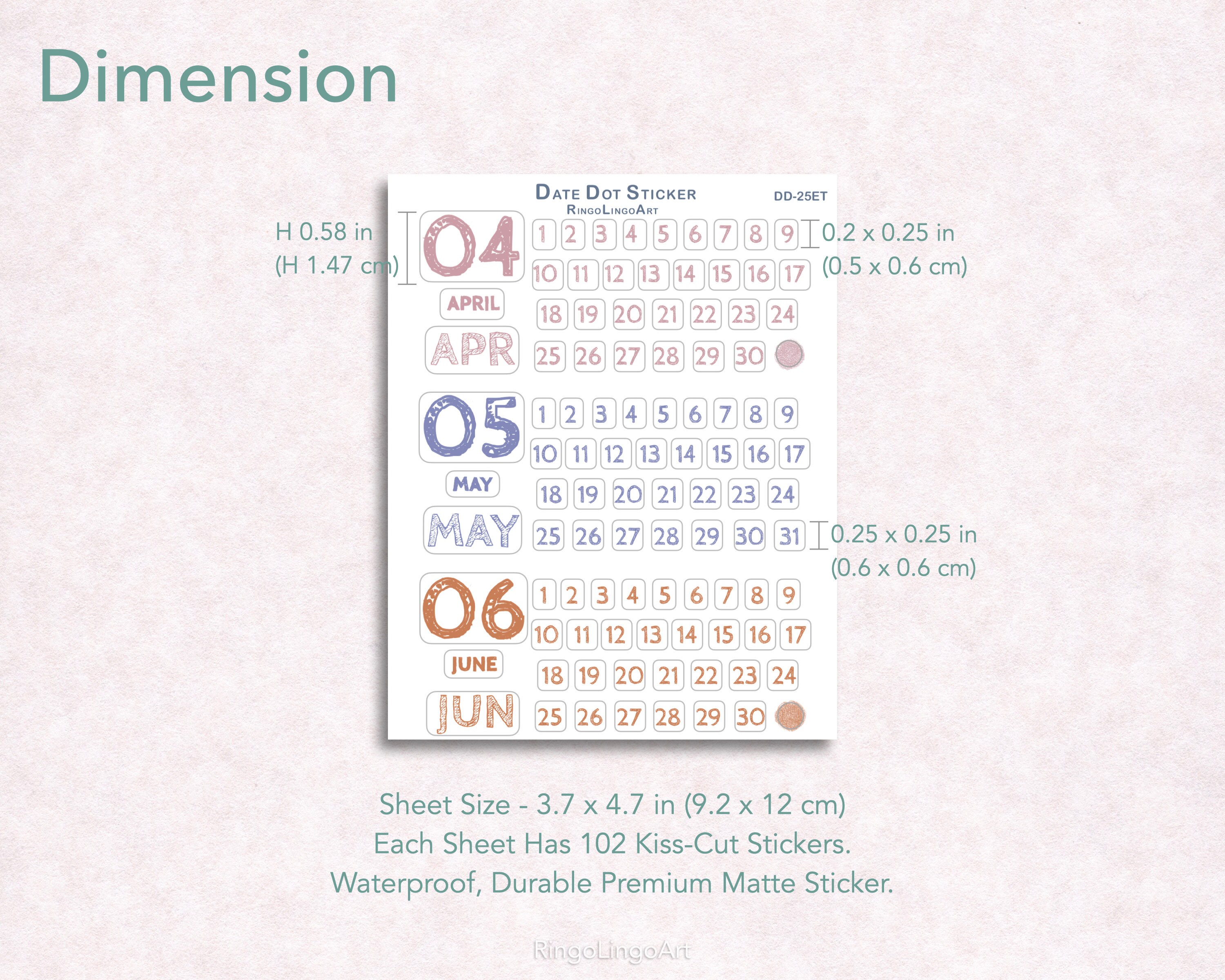 Month and Date Number Stickers for Planner / Month Number Stickers ...