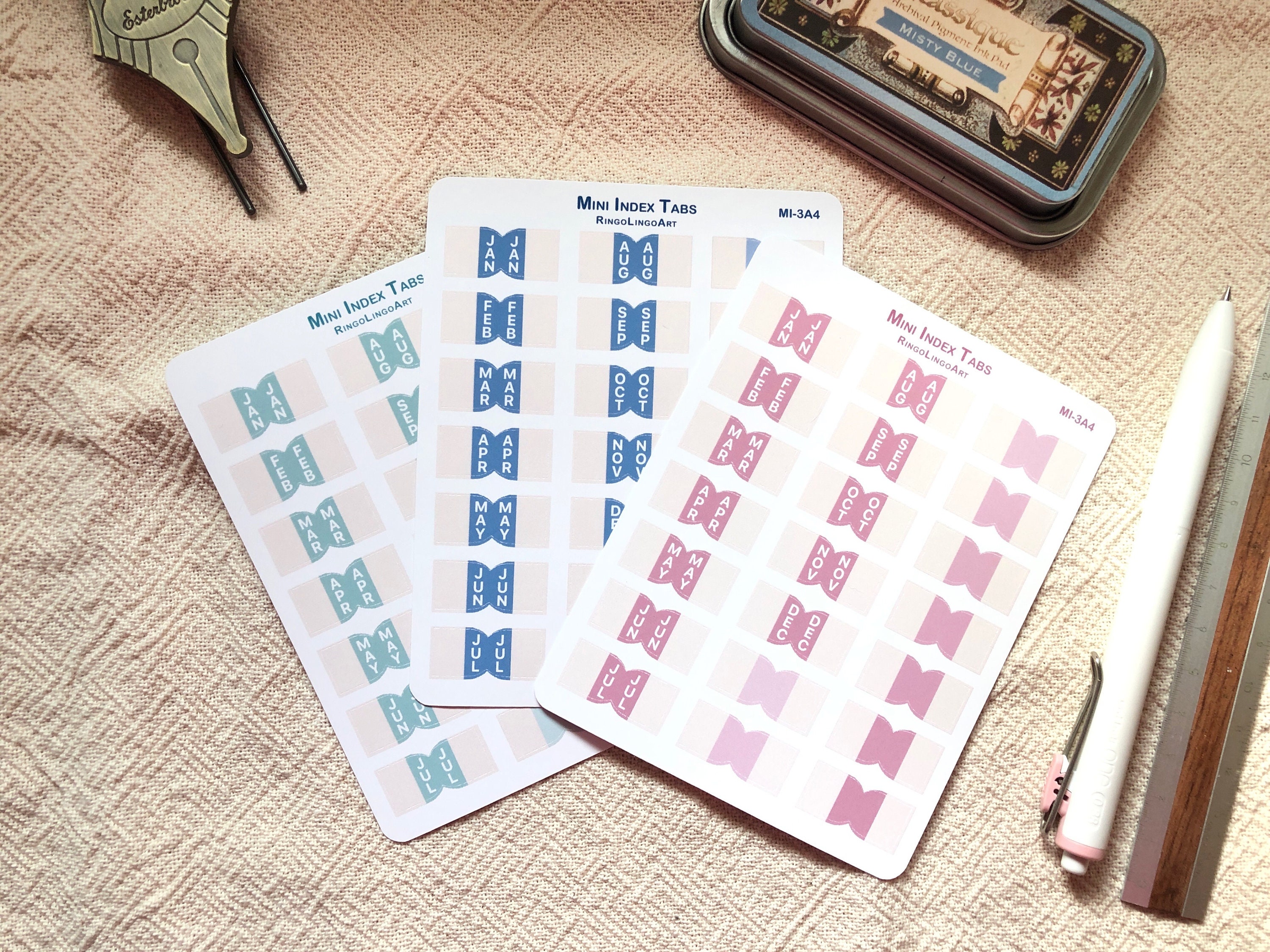 Mini Monthly Tabs / Vertical Text Tabs / Mini Monthly Index Sticker ...