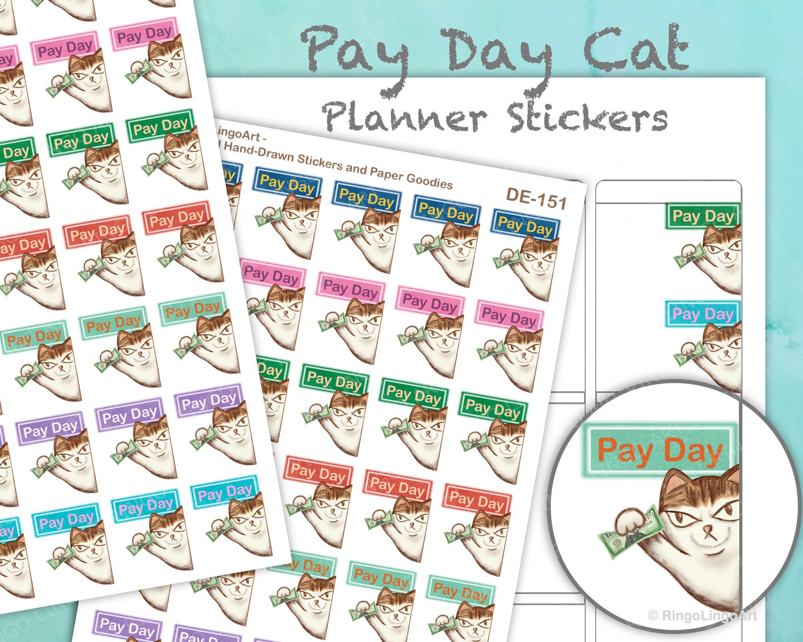 Cat Pay Day Planner Sticker / Payday Tracker Sticker / | Etsy