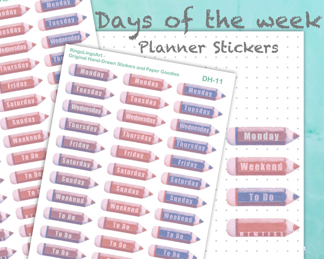 Days of the Week Stickers / Planner Stickers / Week Header - Etsy