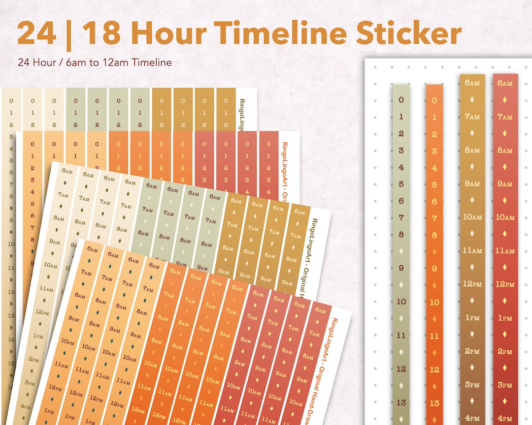 Gradient Autumn Color Timeline Stickers / Hourly Log Stickers / Daily ...