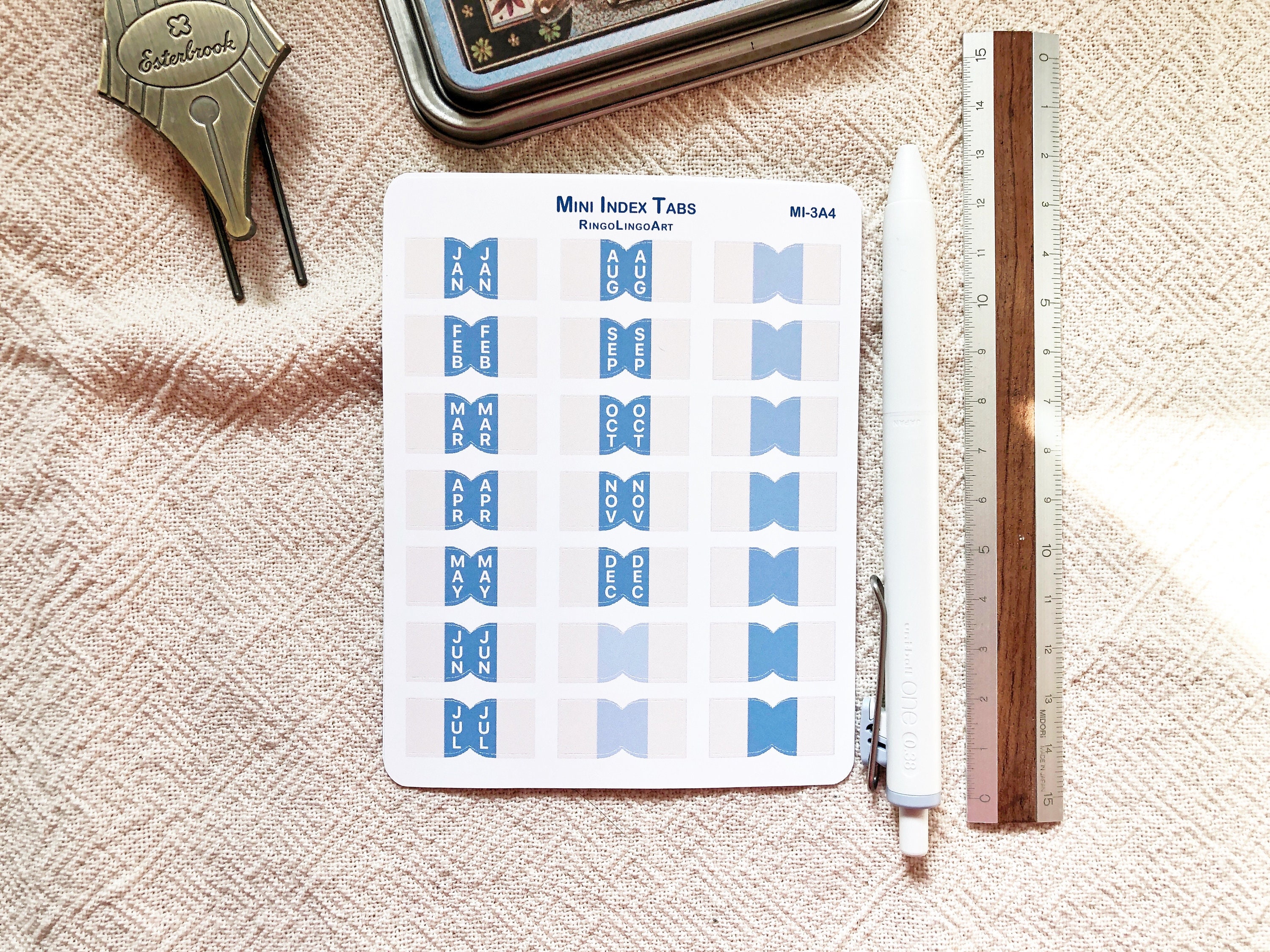 Mini Monthly Tabs / Vertical Text Tabs / Mini Monthly Index Sticker ...