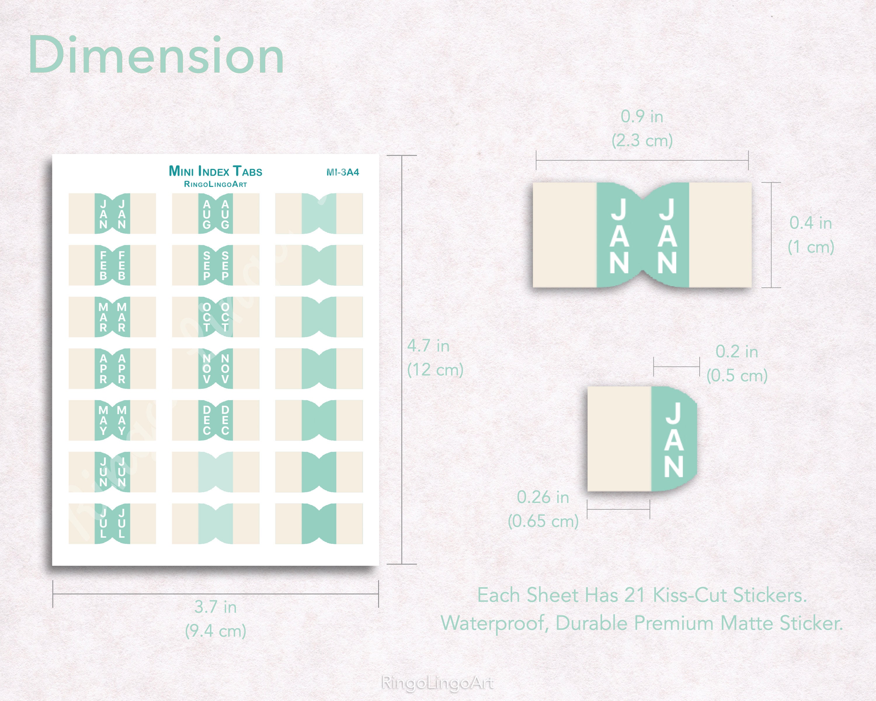Mini Monthly Tabs / Vertical Text Tabs / Mini Monthly Index Sticker ...