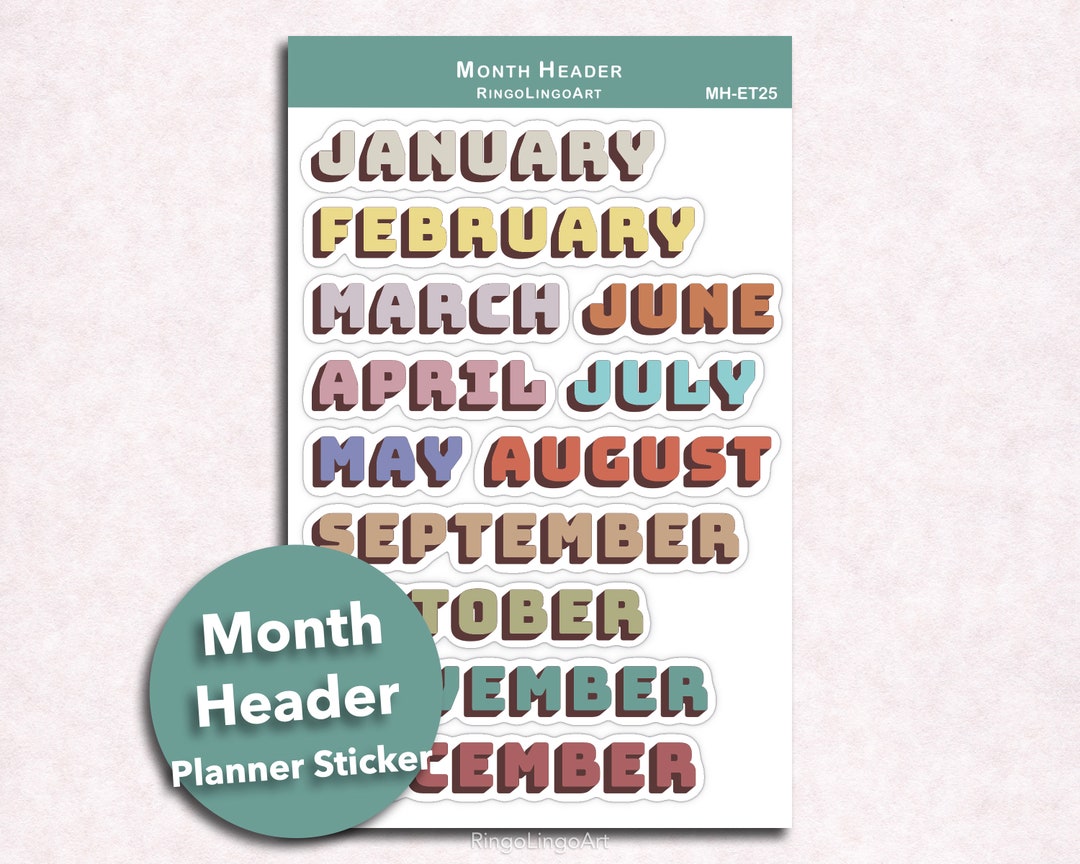 Earthy Tone Color Month Header Planner Stickers / Months of the Year ...