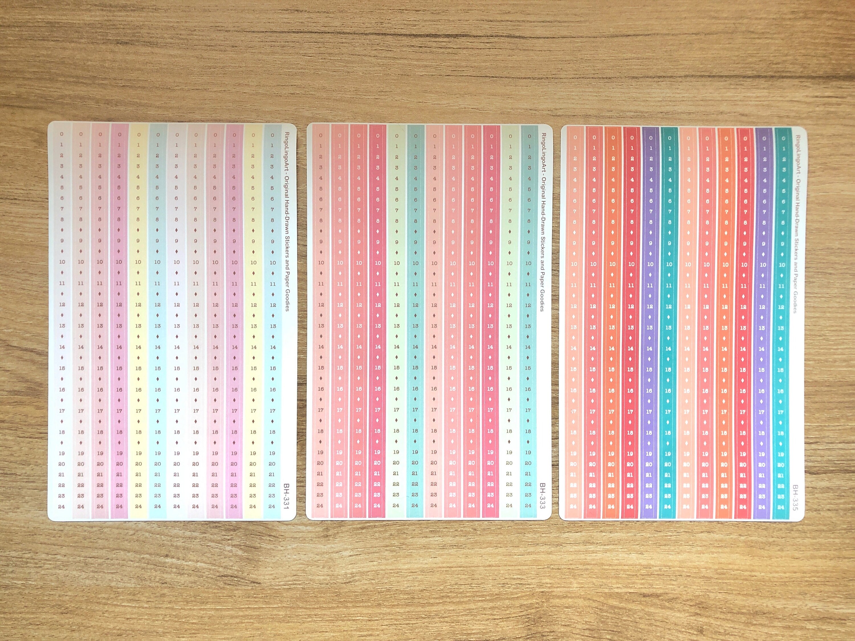 Spring Color Timeline Stickers for 5mm Grid / Hourly Log Stickers ...