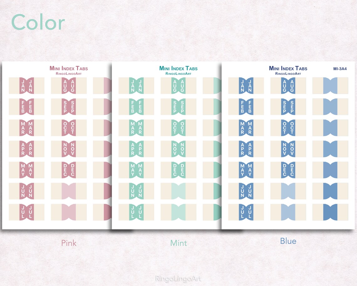 Mini Monthly Tabs / Vertical Text Tabs / Mini Monthly Index Sticker ...